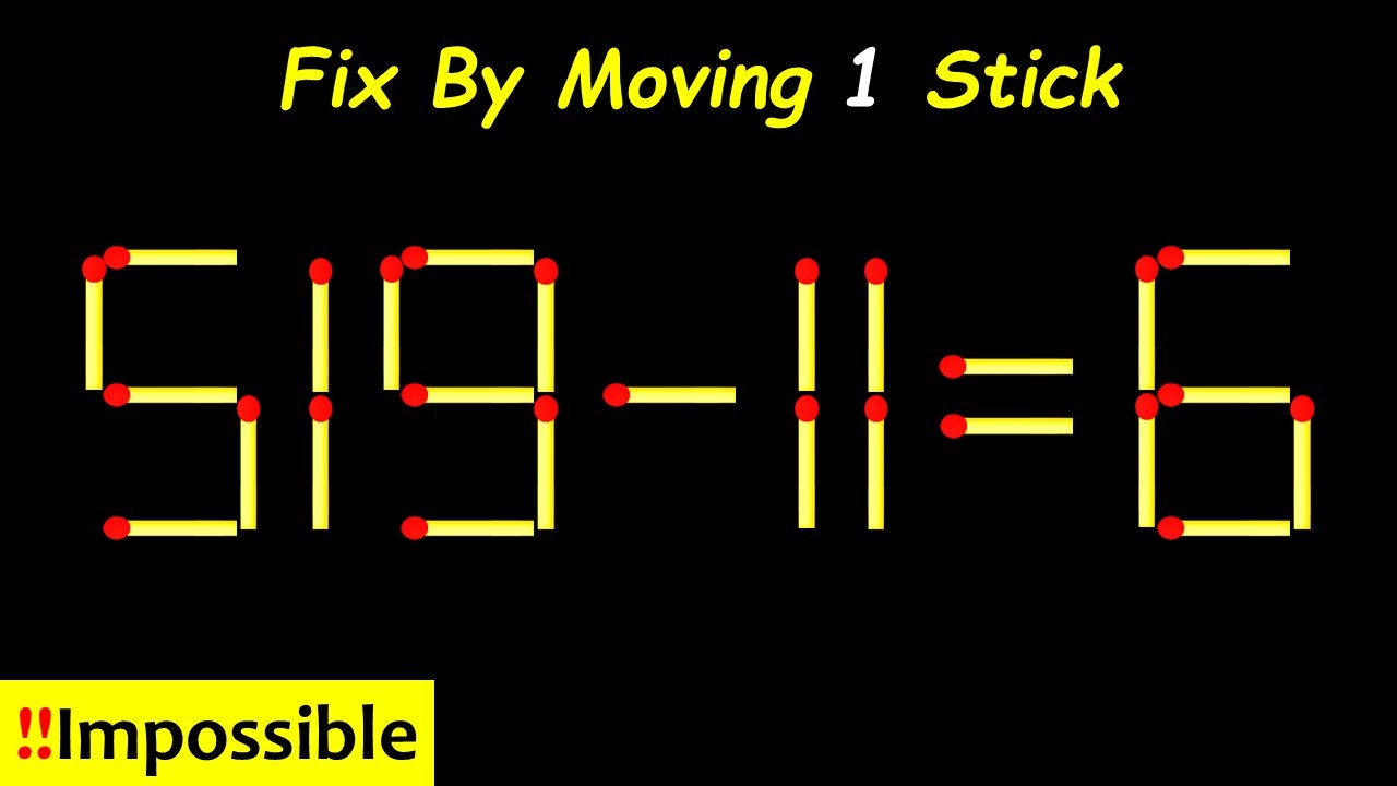 Only 1% Can Solve This Matchstick Puzzle – Move One Stick! - YouTube