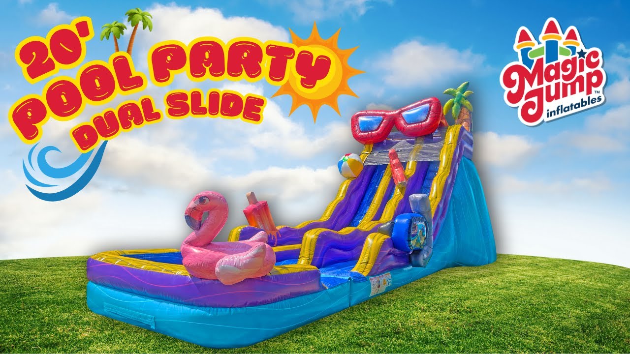 20' Pool Party Dual Slide Wet or Dry | Inflatable Water Slide | Magic ...