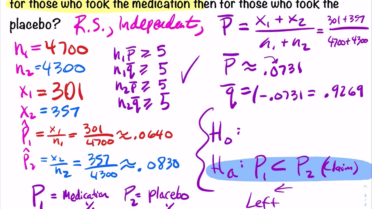 8.4 Example Difference between proportions p1 and p2 - YouTube