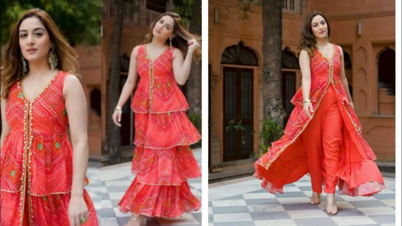 Saree Converted In To Ruffle Cape Set / Ruffle Dress Cutting And ...