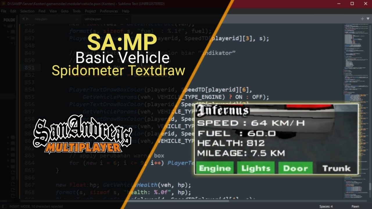 Tutorial SAMP: Basic kendaraan Spidometer Textdraw - YouTube