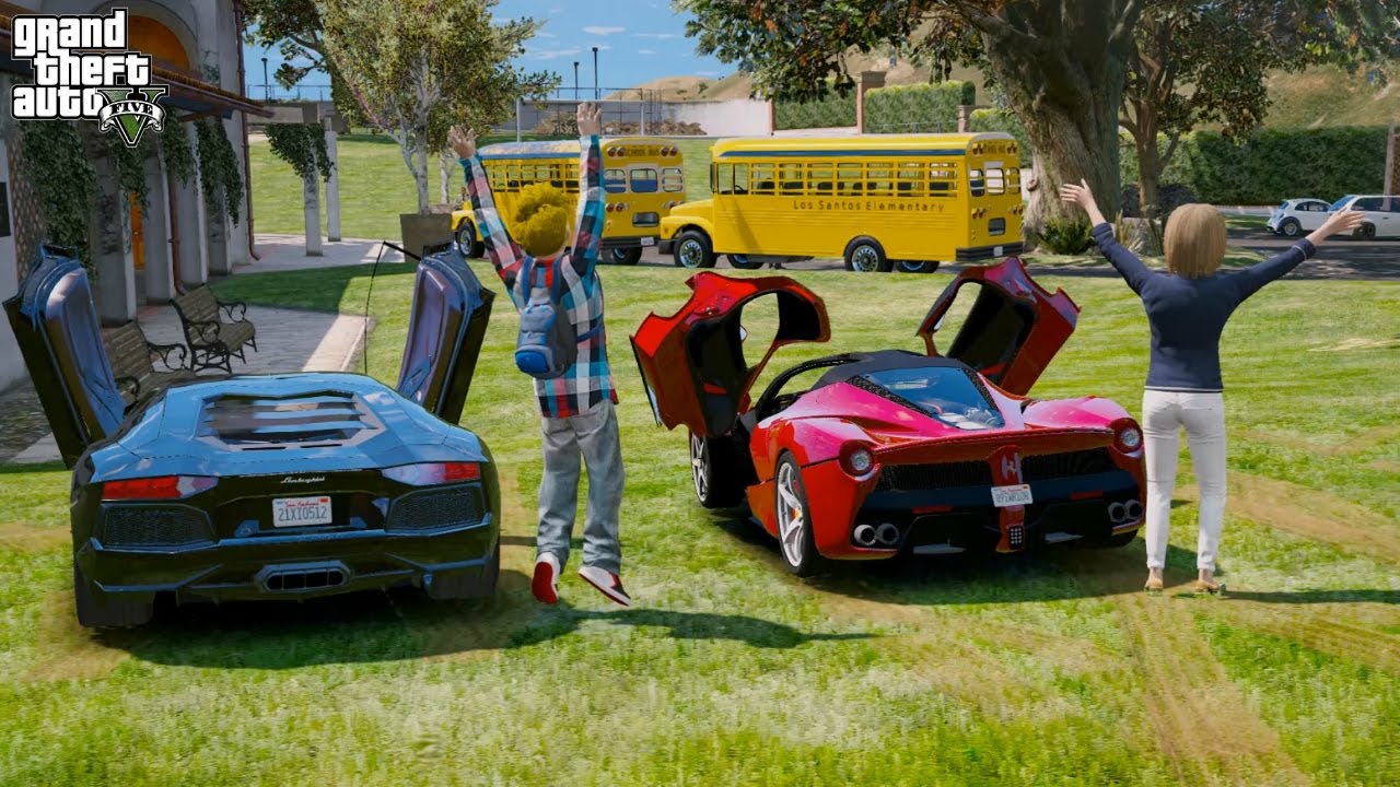 GTA 5 REAL LIFE CHILD MOD#65-DRIVING TO SCHOOL IN A LAFERRARI - YouTube