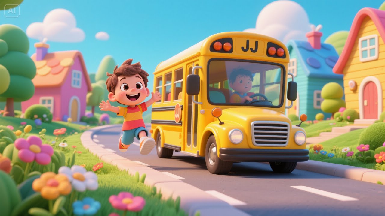 Wheels Go Round and Round – JJ’s School Bus Ride | Popular Nursery ...
