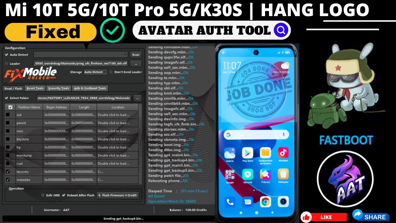 Xiaomi Mi 10T 5G/10T Pro 5G/K30S | Hang Logo Fix Auth Flash | Avatar Auth Tool | FixMobileunlock ...