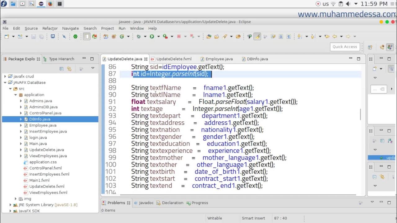 16 JAVA FX and MySQL employee project - YouTube