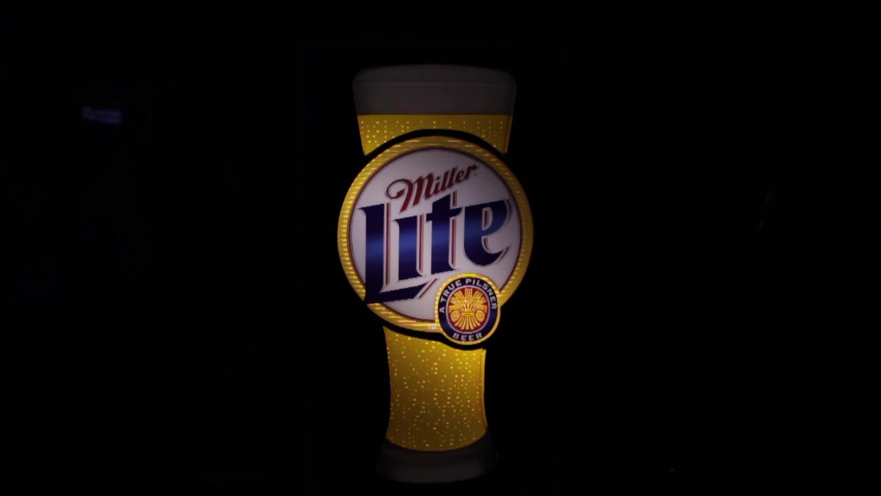 Miller Lite Bubbling Glass Motion Beer Sign by Thor - YouTube