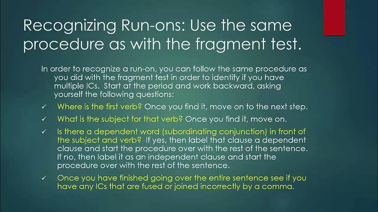 Identifying and Fixing Run-ons - YouTube