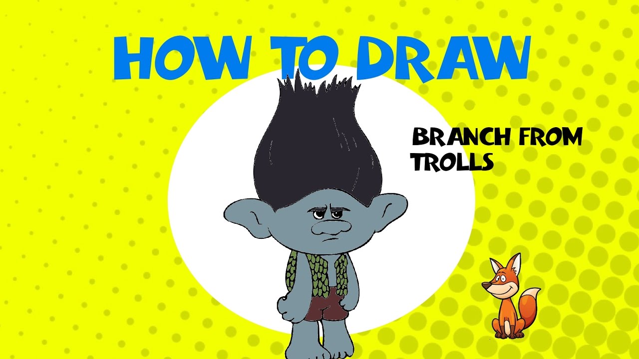 How to draw Branch from Trolls - Learn to Draw - ART LESSONS - YouTube