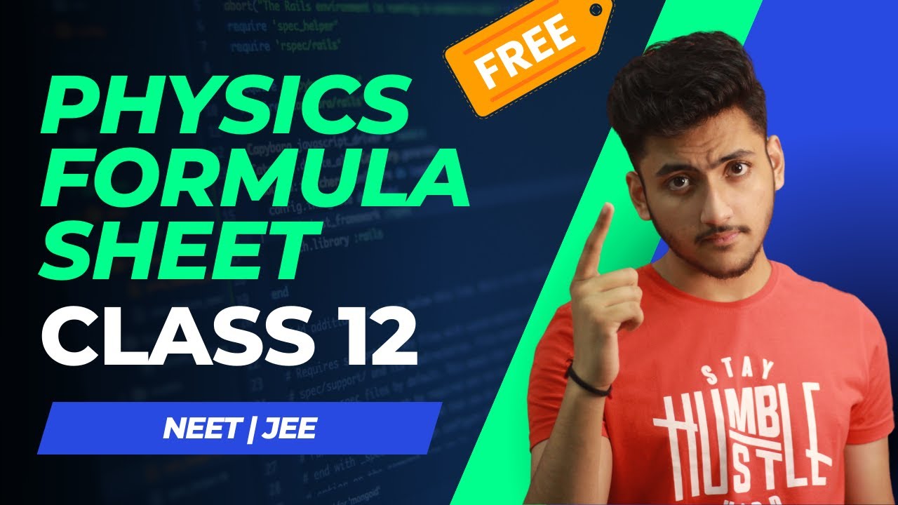 Physics Class 12 Formula Sheet Neet And Jee Chapterwise For Free Youtube