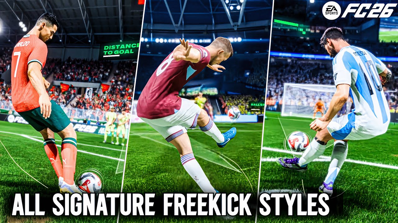 EA Sports FC26 - All Signature Free Kick Styles - YouTube