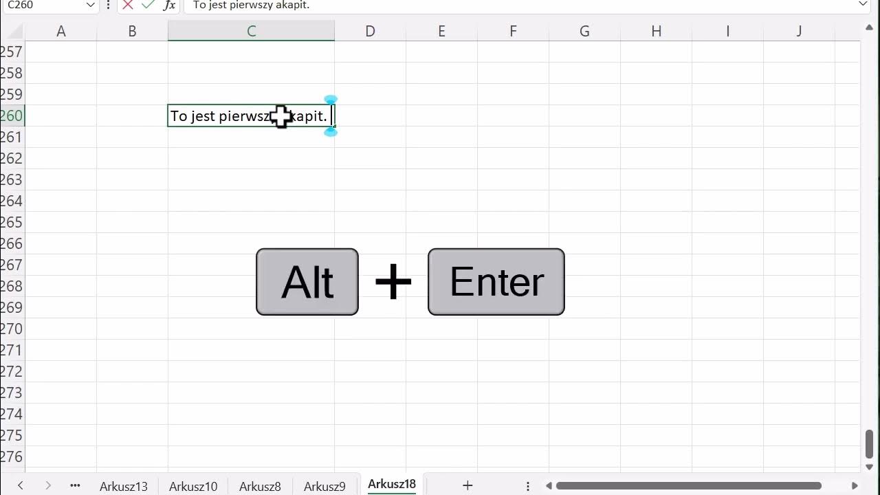 Excel - jak rozdzielić akapity w komórce - YouTube