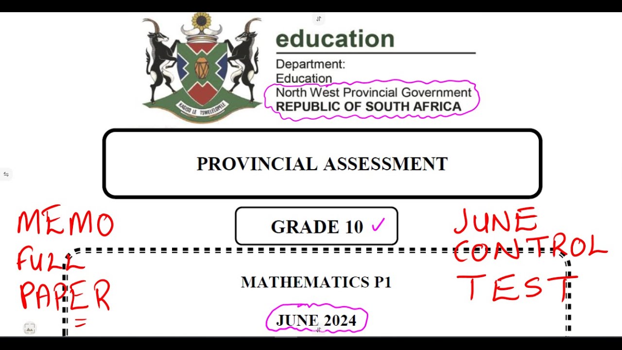 Mathematics Grade 10 June 2024 Paper 1 North West Provincial Memo June ...