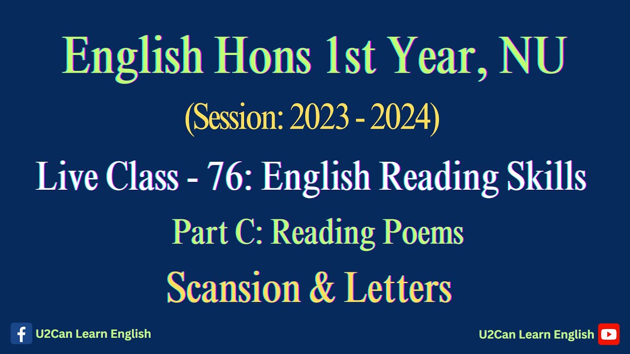 Live Class - 76।। Scansion & Letters ।। English Reading Skills ...