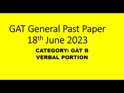 Verbal Questions of NTS GAT General Past paper held on 18th June 2023 ...