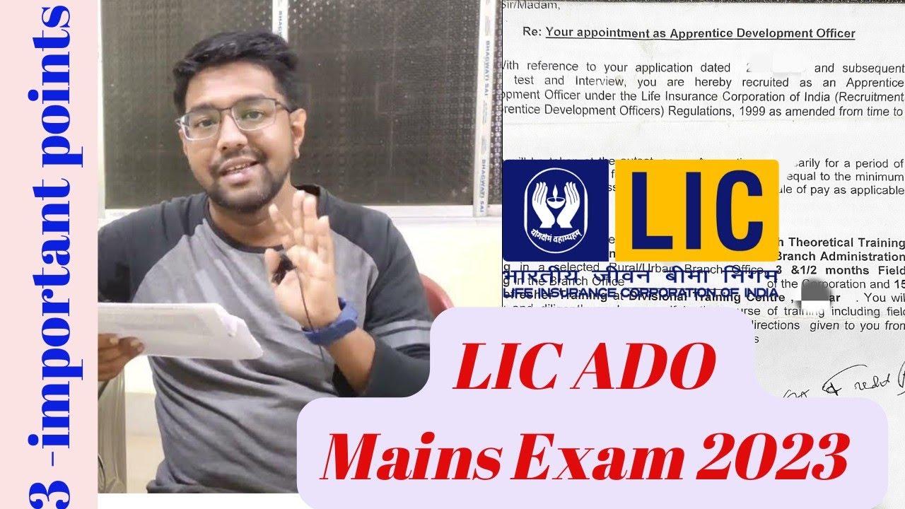 LIC ADO Mains-2023 :: 3 very important Points - YouTube