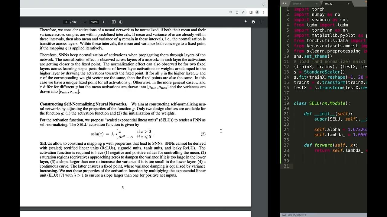 SELU activation function in 💯 lines of PyTorch code | Machine Learning - YouTube