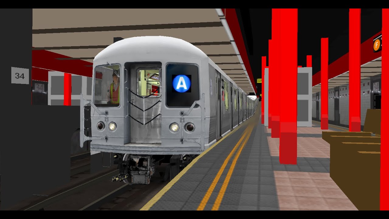 OpenBVE Run: 2016 R42 (A) Rerouted via 6th Avenue from 207 St to 34 St ...