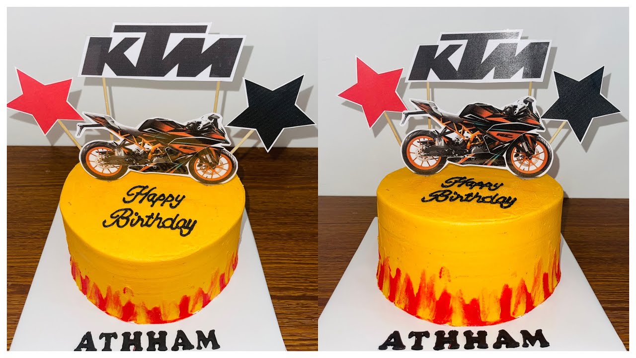 KTM bike theme cake decoration - YouTube