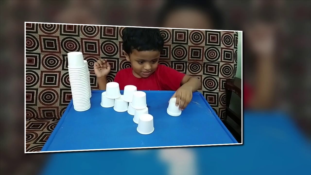 Paper Cup Stacking | Kindergarten Fine Motor skill Activity | Plastic Cup staking art | - YouTube