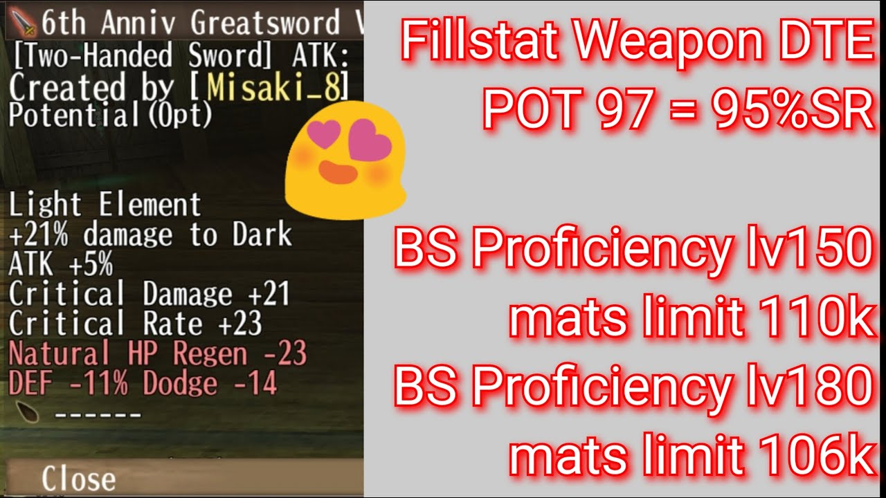 FILLSTAT WEAPON ELE DTE ATK% CD% CR - TORAM ONLINE - YouTube
