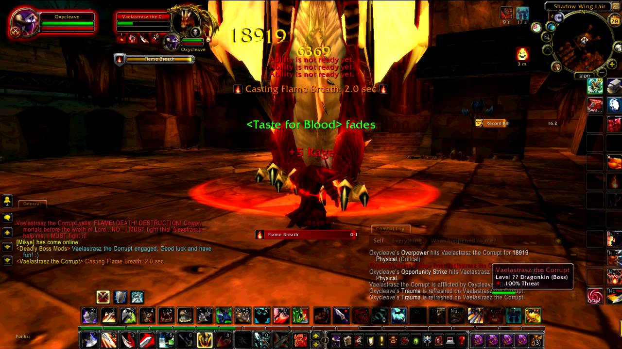 World of Warcraft: Blackwing Lair - Vaelastrasz the Corrupt Solo - YouTube