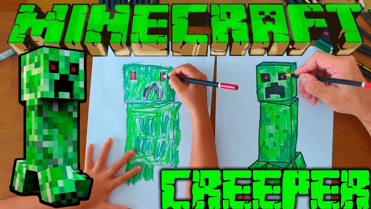 How to draw a CREEPER from MINECRAFT step-by-step instructions - YouTube