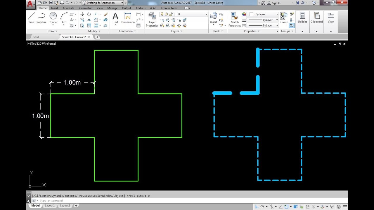 Línea Line 2d 1 Autocad - YouTube