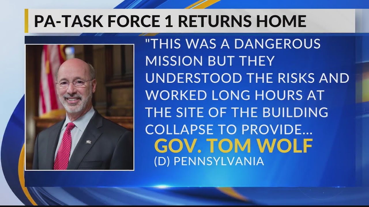 Gov. Wolf welcomes Pa. Task Force 1 home from Surfside, Fla. - YouTube
