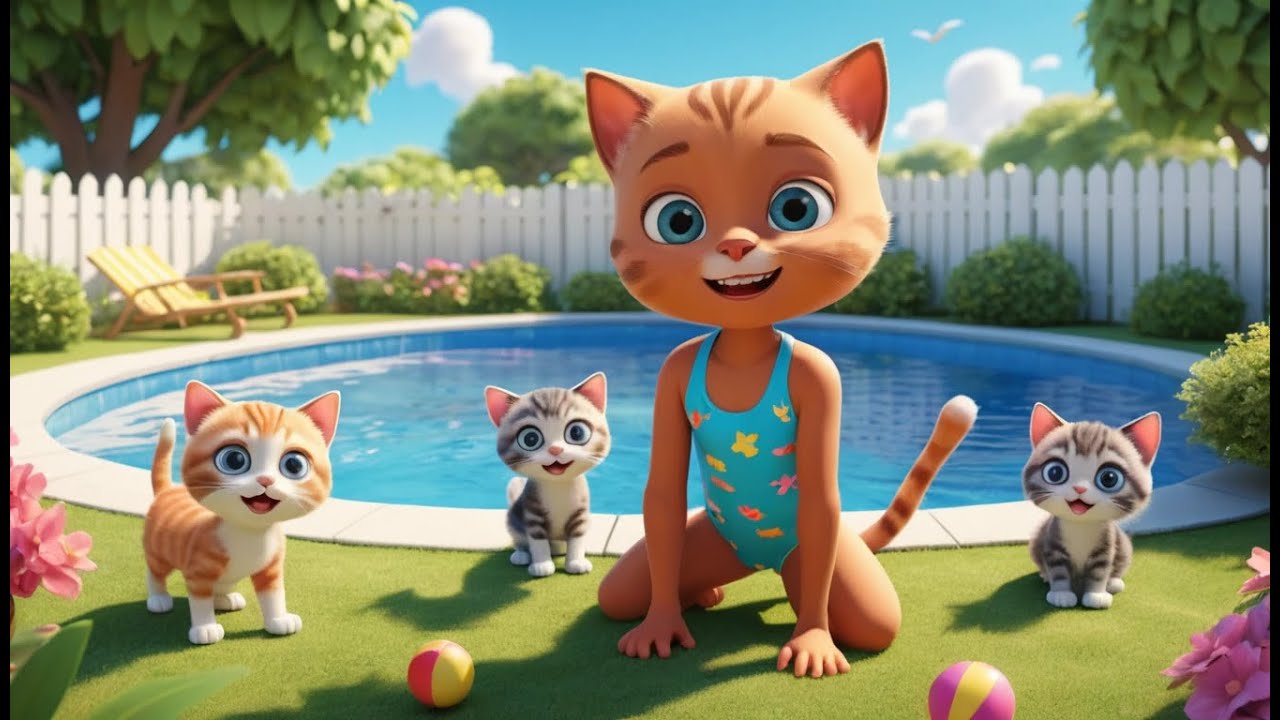 Six Little Kittens Jumping in the Pool | Fun Pool Party Song for Kids ...