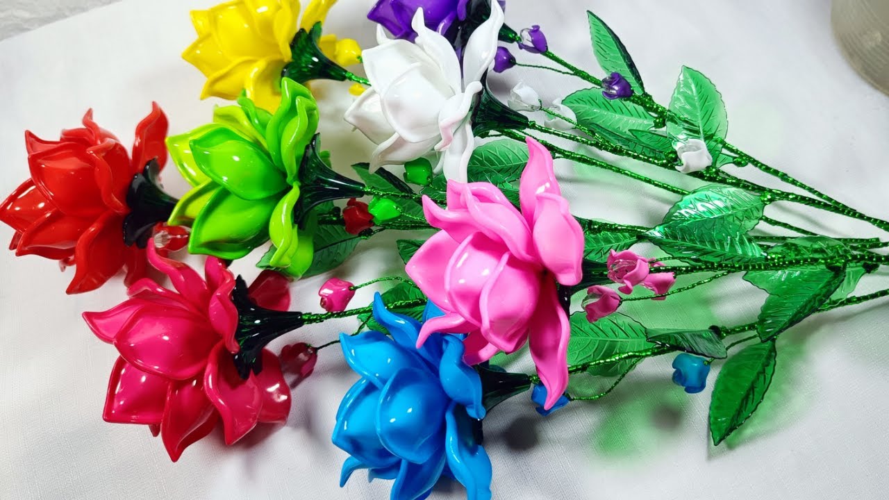 bunga mawar mekar dari bahan akrilik - YouTube