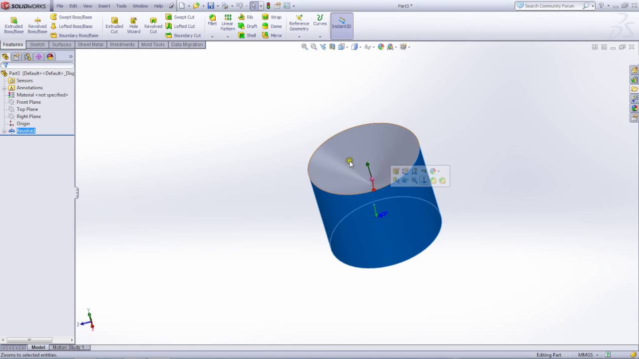 Extrude and Revolve Boss or Base on SOLIDWORKS 2016 - YouTube
