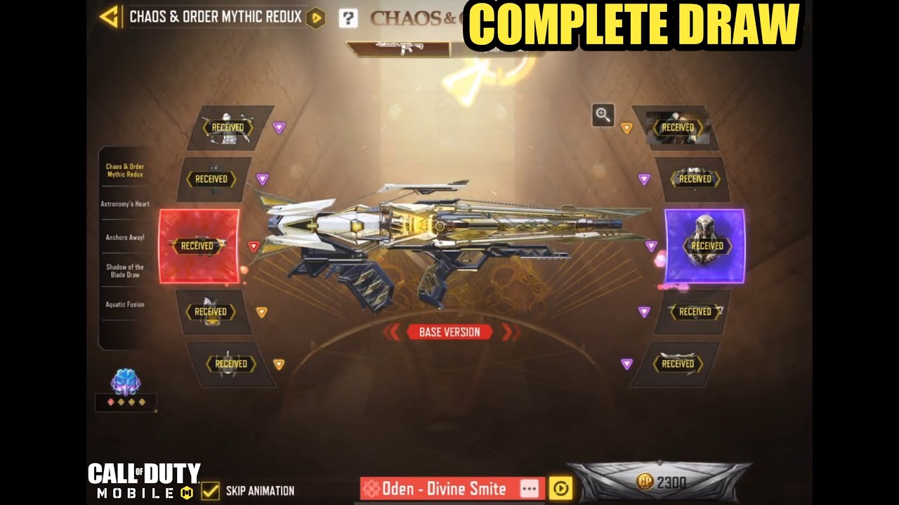 *NEW* Codm Chaos & Order Mythic Redux Complete Draw | Mythic Oden ...