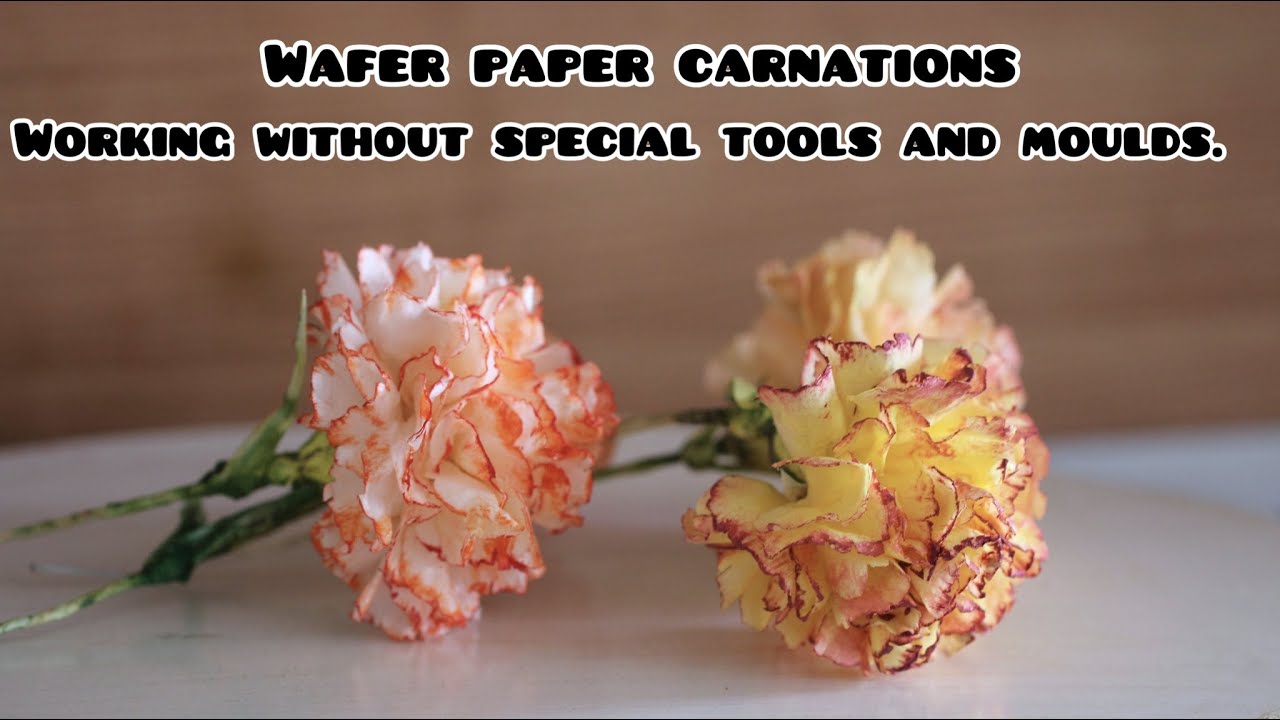 Wafer paper carnations. Working without special tools and moulds. - YouTube