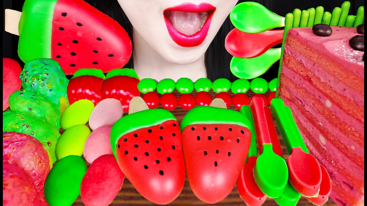 Asmr Watermelon Dessert Edible Spoon Cake Pop 수박 케이크팝 숟가락 먹방 Youtube