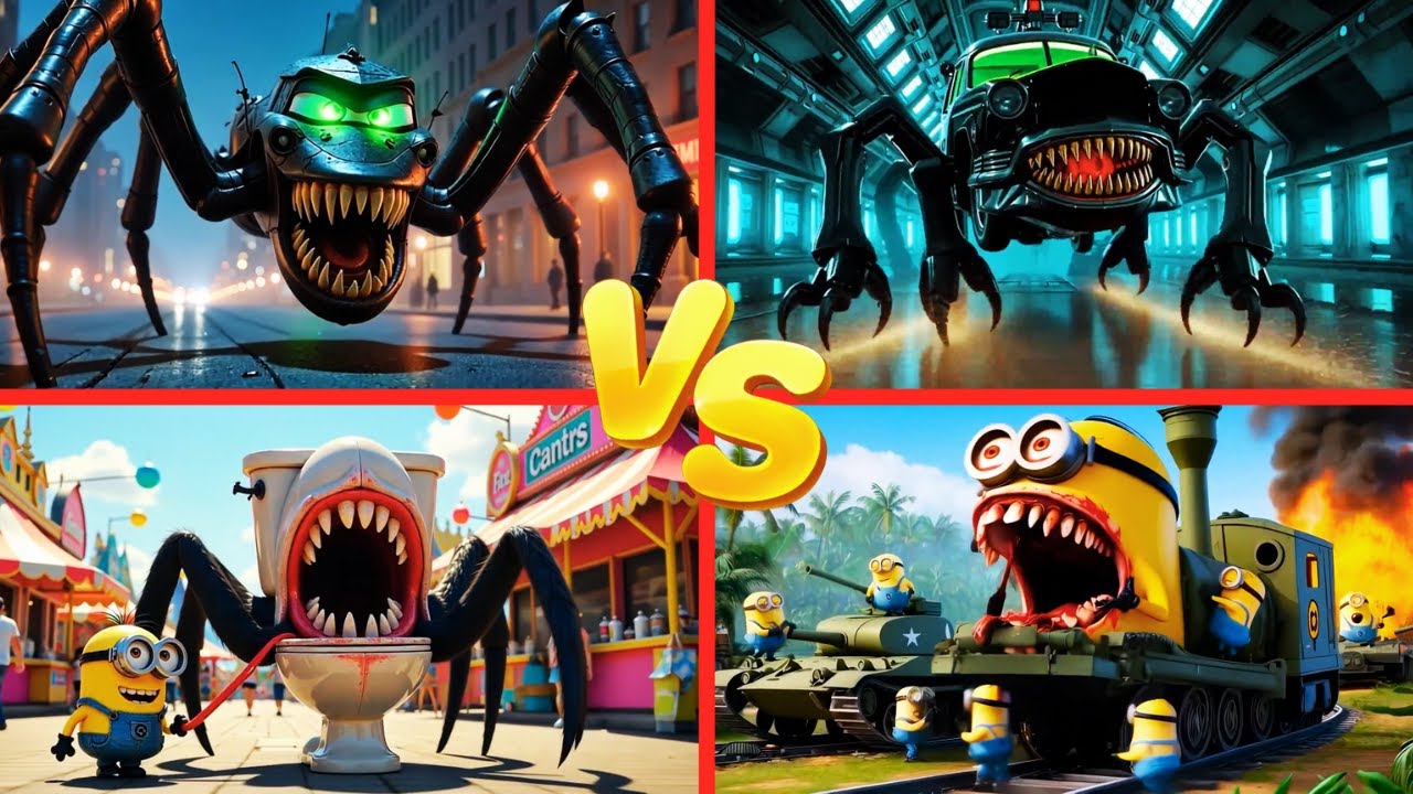 McQueen Spider 🆚 SHERIFF HEAD EATER 🆚 TOILETOR MINION 🆚 Minions Train ...