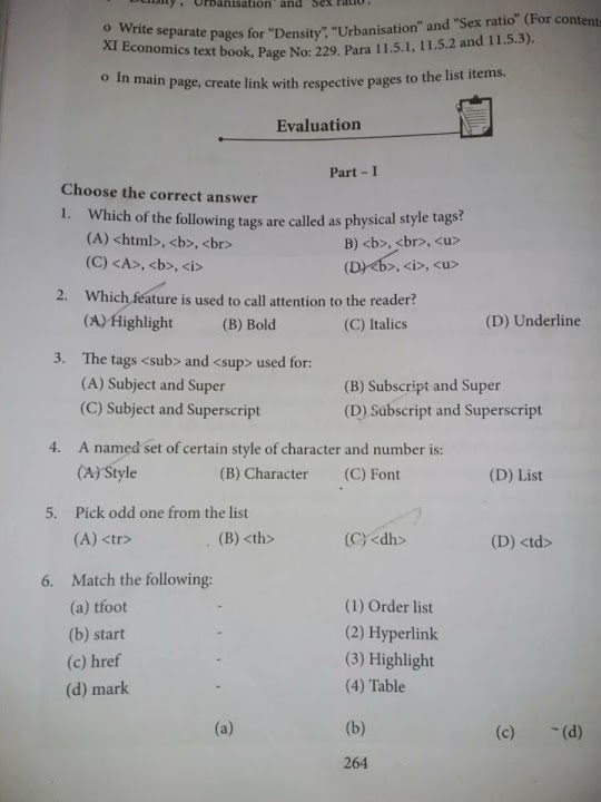 11th Computer Application Chapter 11th Web Page Development Using Html And Css Choose Answers 