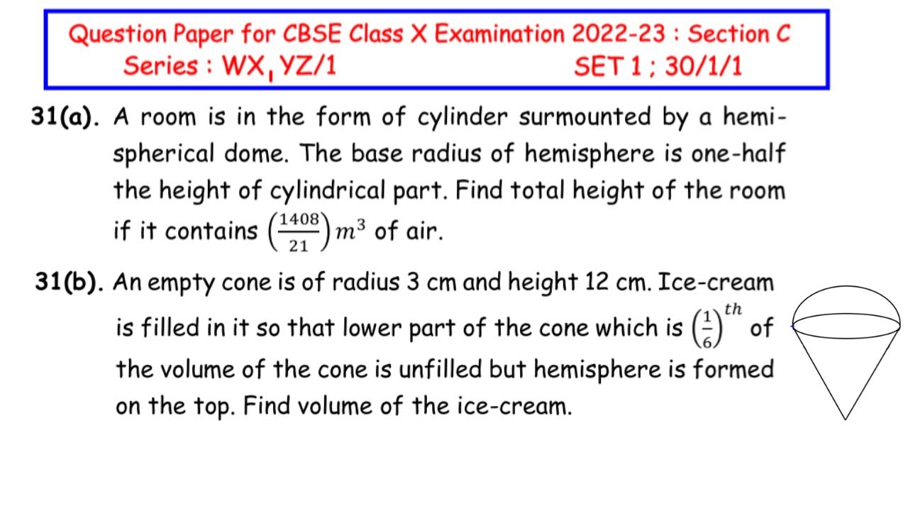 Q31 - A room is in the form of cylinder surmounted by a hemispherical ...