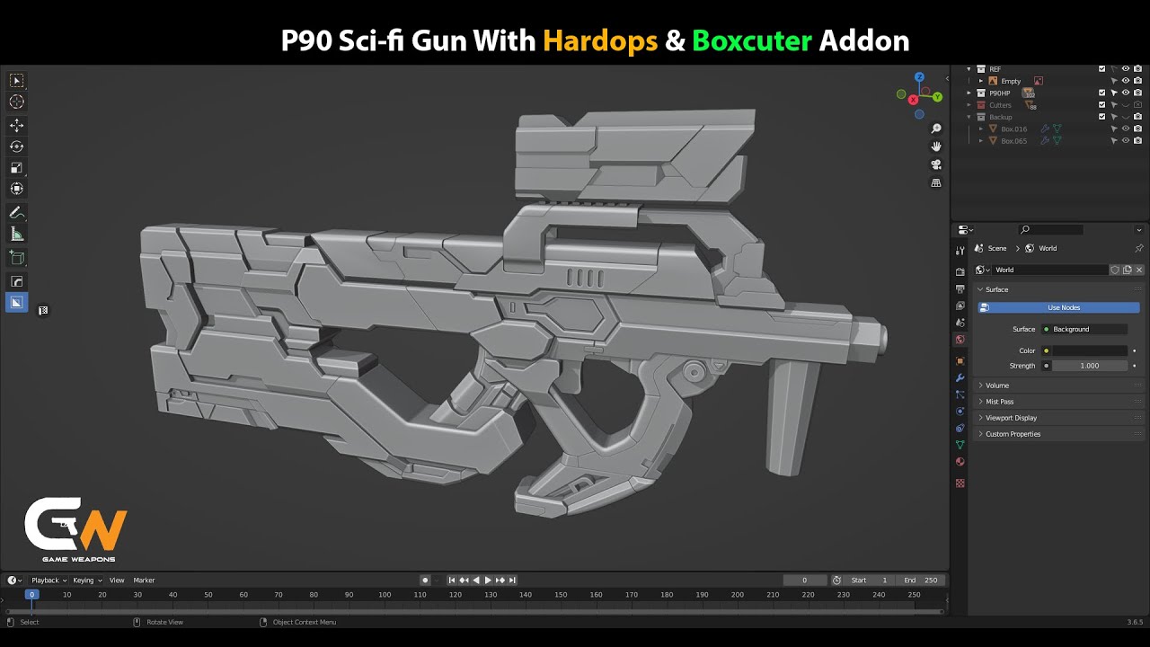 P90 Sci-fi Gun Modeling With Hardops & Boxcutter Addon #1 - YouTube