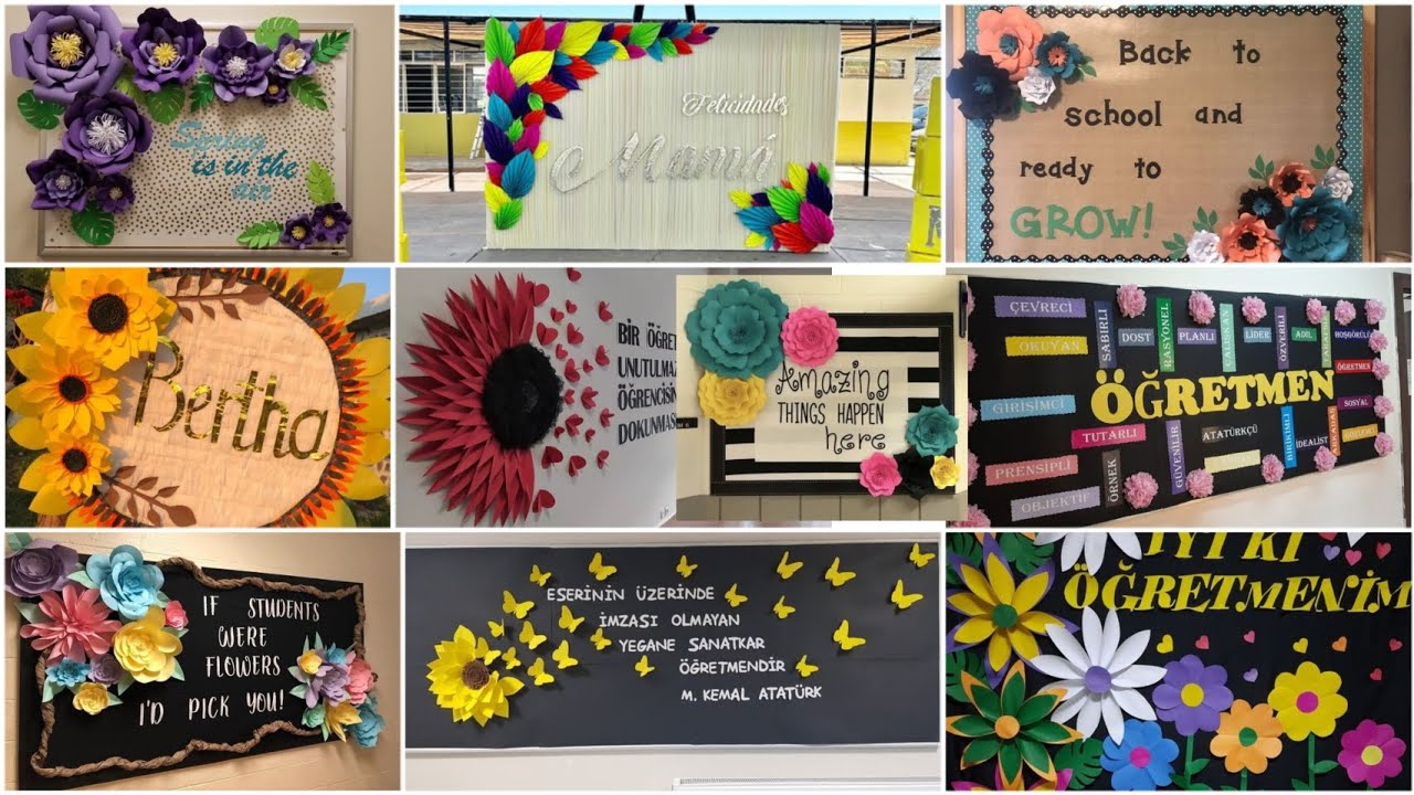 Top 50 Bulletin board decoration ideas| Notice board ideas | border ...
