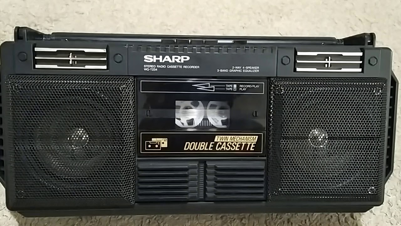 Sharp double cassette radio. - YouTube
