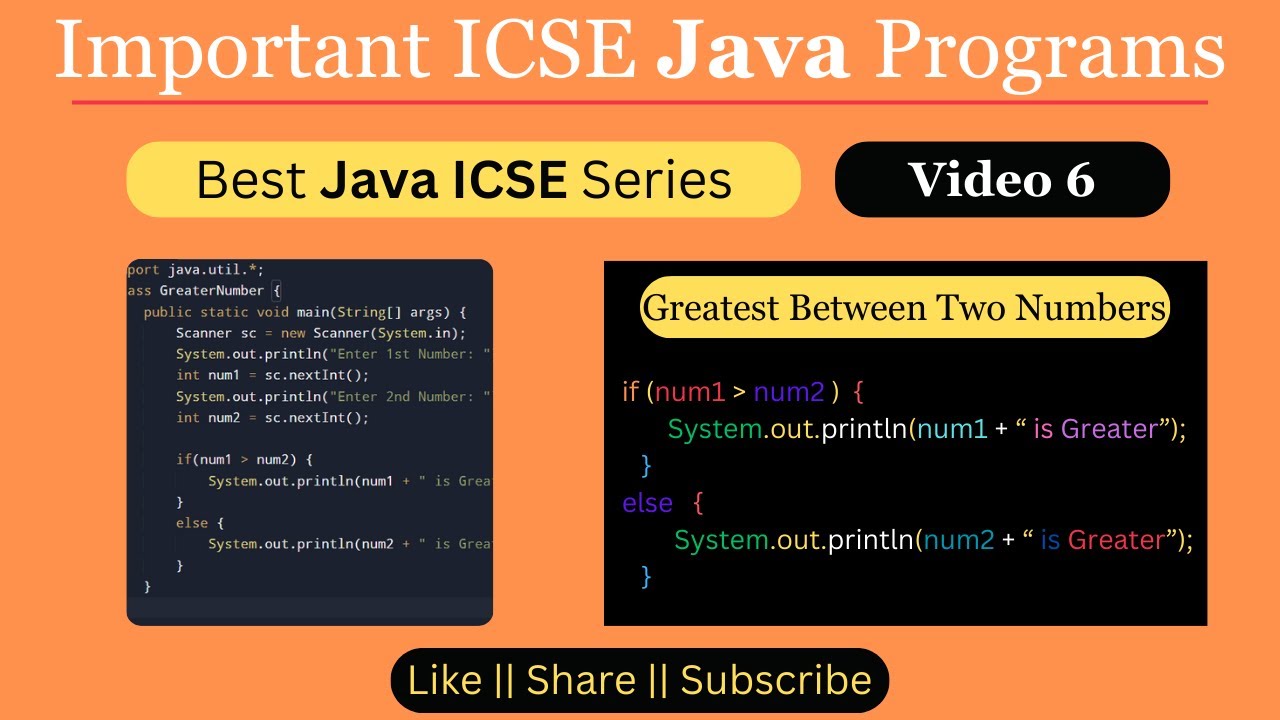 Java Program to Find the Greatest Between Two Numbers | Solved ICSE ...