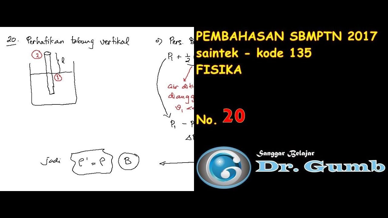 Pembahasan SBMPTN 2017 (135) No 20 - Fluida Dinamis – Hukum Bernoulli - Tutorial Fisika SMA ...