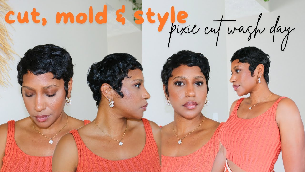 Cut, Mold and Style My Pixie Cut With Me| Pixie Cut Wash Day Routine - YouTube