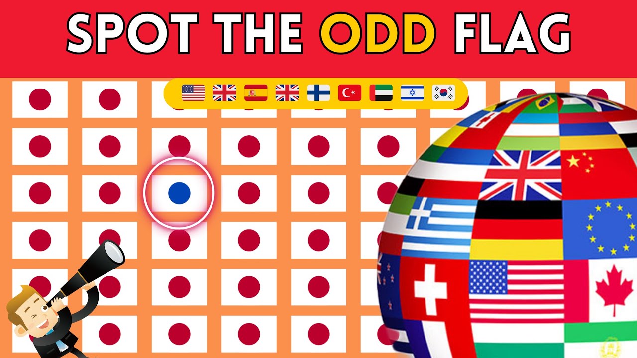 Spot the Odd Country Flag! 🌎🇧🇷🇯🇵🇨🇦 |🔍 Spot the Difference & Win! - YouTube
