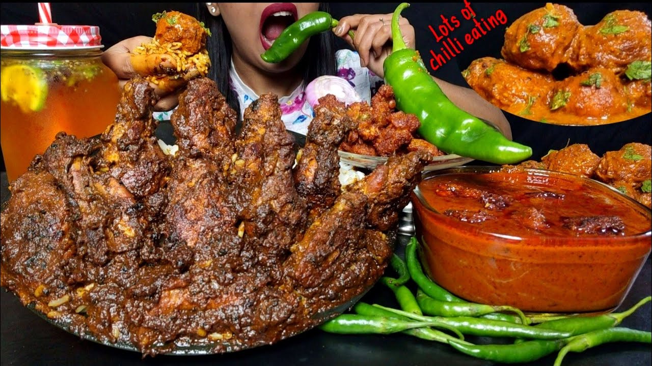 ASMR:EATING SPICY DELICIOUS CHICKEN KALA BHUNA WITH RICE,KOFTA GRAVY ...