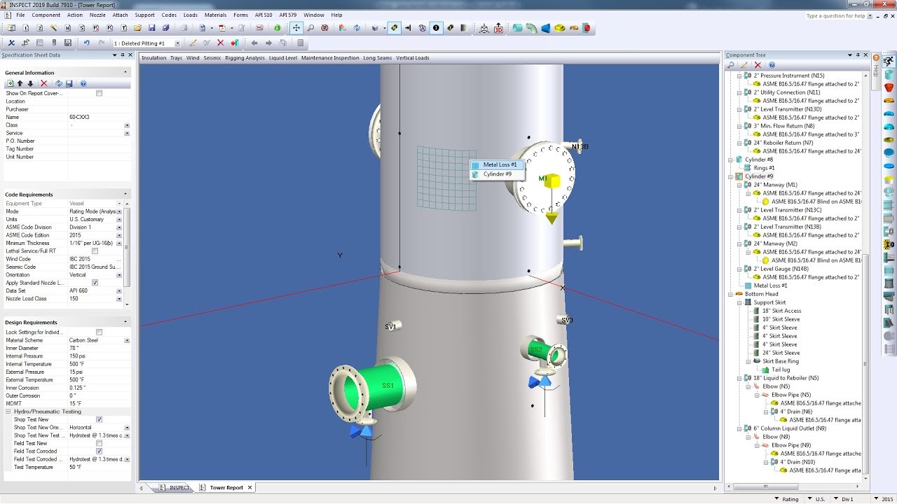 API 579 Part 4 & Part 5 - General and Local Metal Loss in INSPECT - YouTube