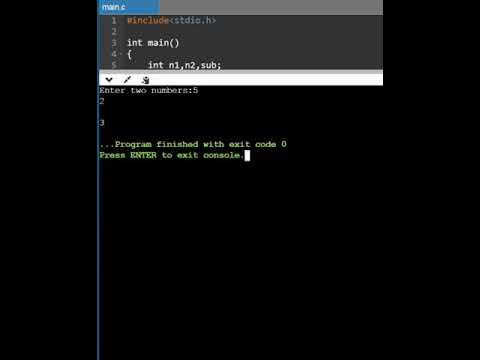 write a c program to subtract two numbers |#shorts #reels#code#coding# ...