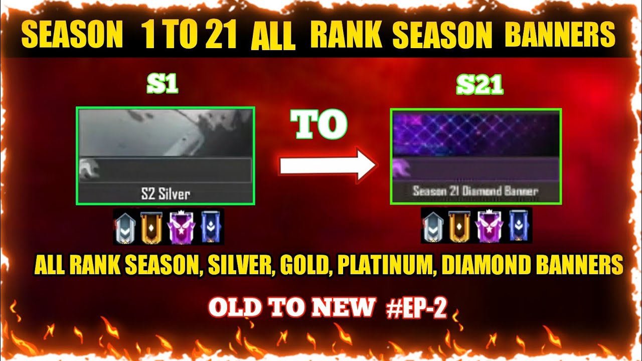 FREE FIRE SEASON 1 TO 21 ALL RANK SEASON BANNERS| S1toS21 SILVER, GOLD ...