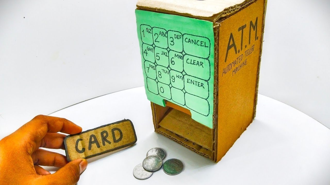 HOW TO MAKE MINI A.T.M MACHINE WITH CARDBOARD | AUTOMATED TELLER ...