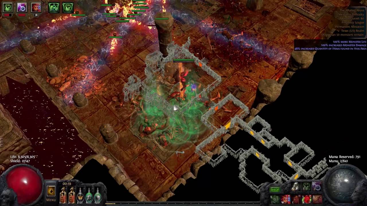 Path of Exile The Alluring Abyss Uber Atziri Srs Witch Necromancer 2 3 Prophecy - YouTube